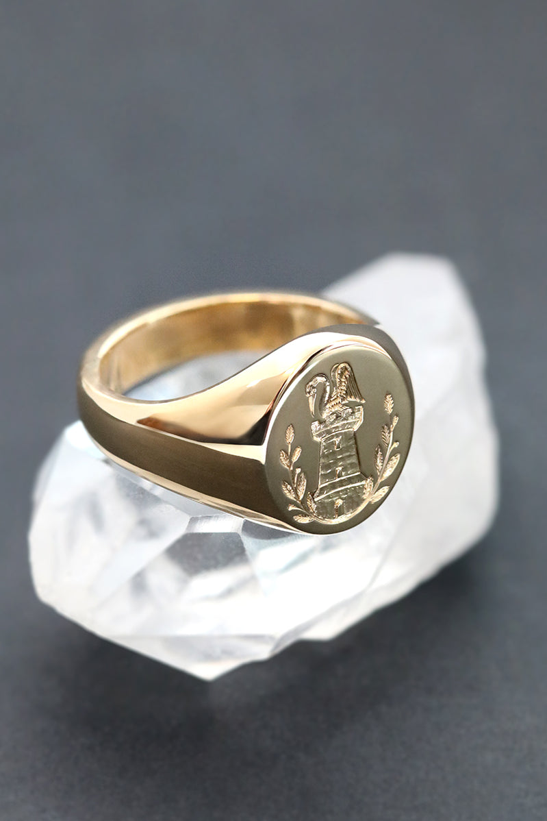 Wax Seal Engraved Signet Ring Yellow Gold | Scarlett Jewellery Label