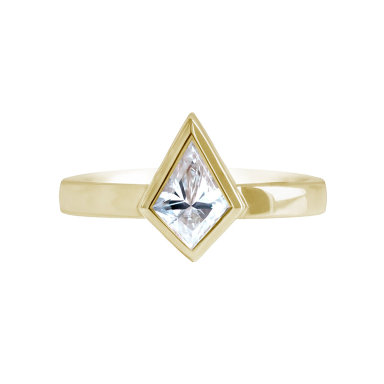 Bezel Set Kite Diamond Ring Yellow Gold– Scarlett Jewellery Label
