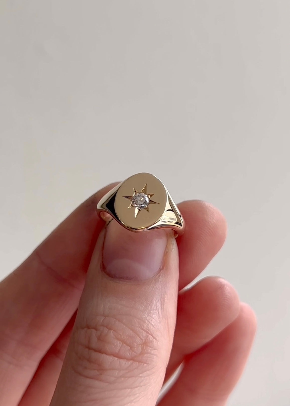 Star Set Signet Ring Yellow Gold | Scarlett Jewellery Label